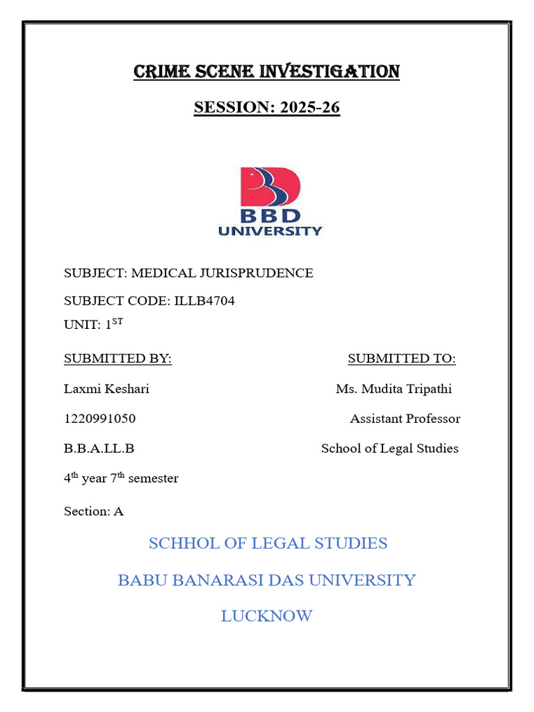 Crime Scene Investigation UNIT 1 | PDF | Crime Scene | Forensic Science