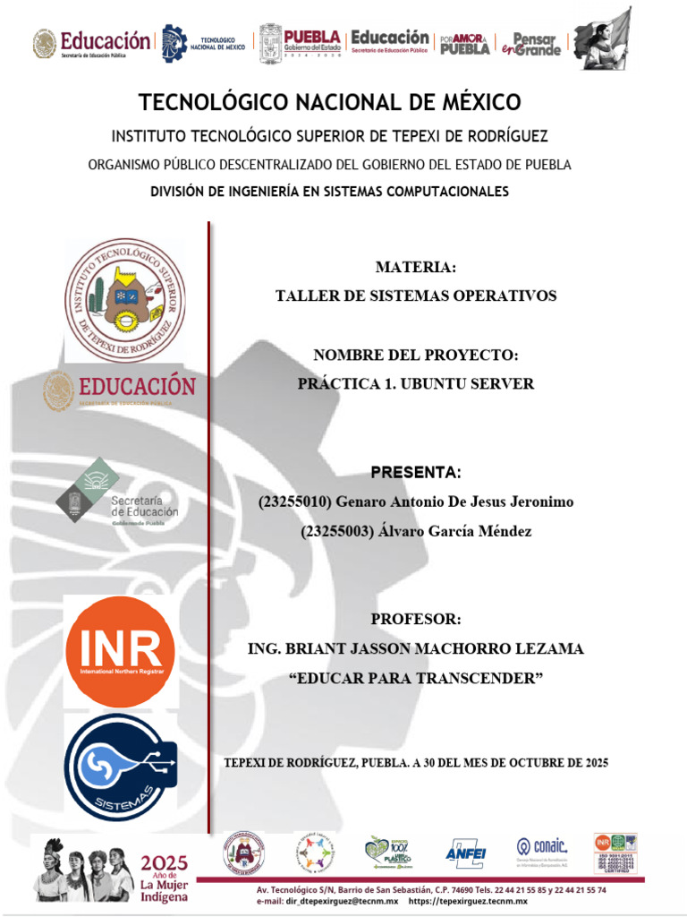 De Jesus Jeronimo Genaro Antonio Práctica 1. Ubuntu Server | PDF | Red de computadoras ...