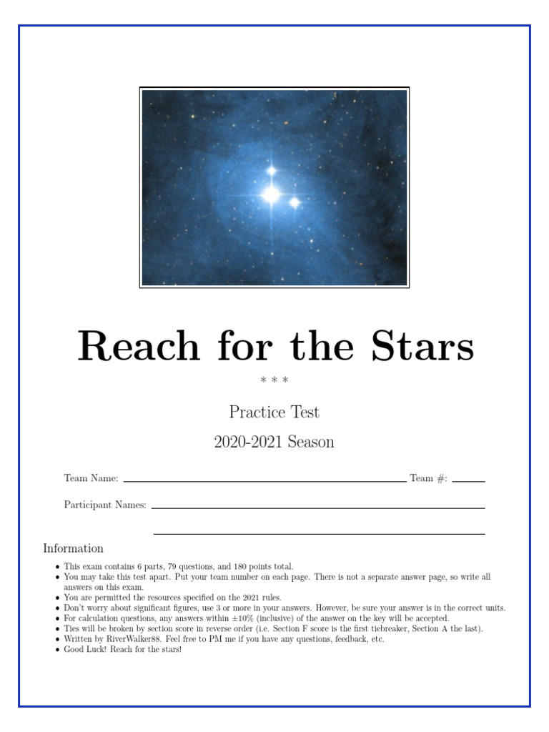 Reach For The Stars Test Practice | PDF | Stars | Galaxy