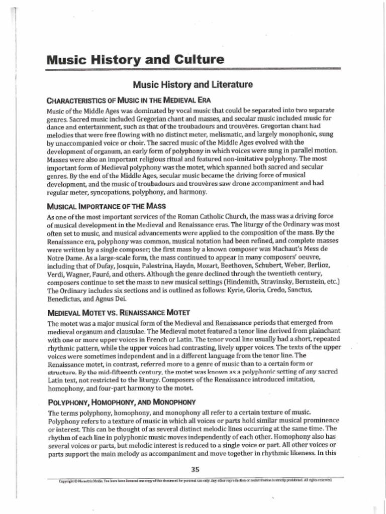 TExES Study Material - Music History and Culture | PDF