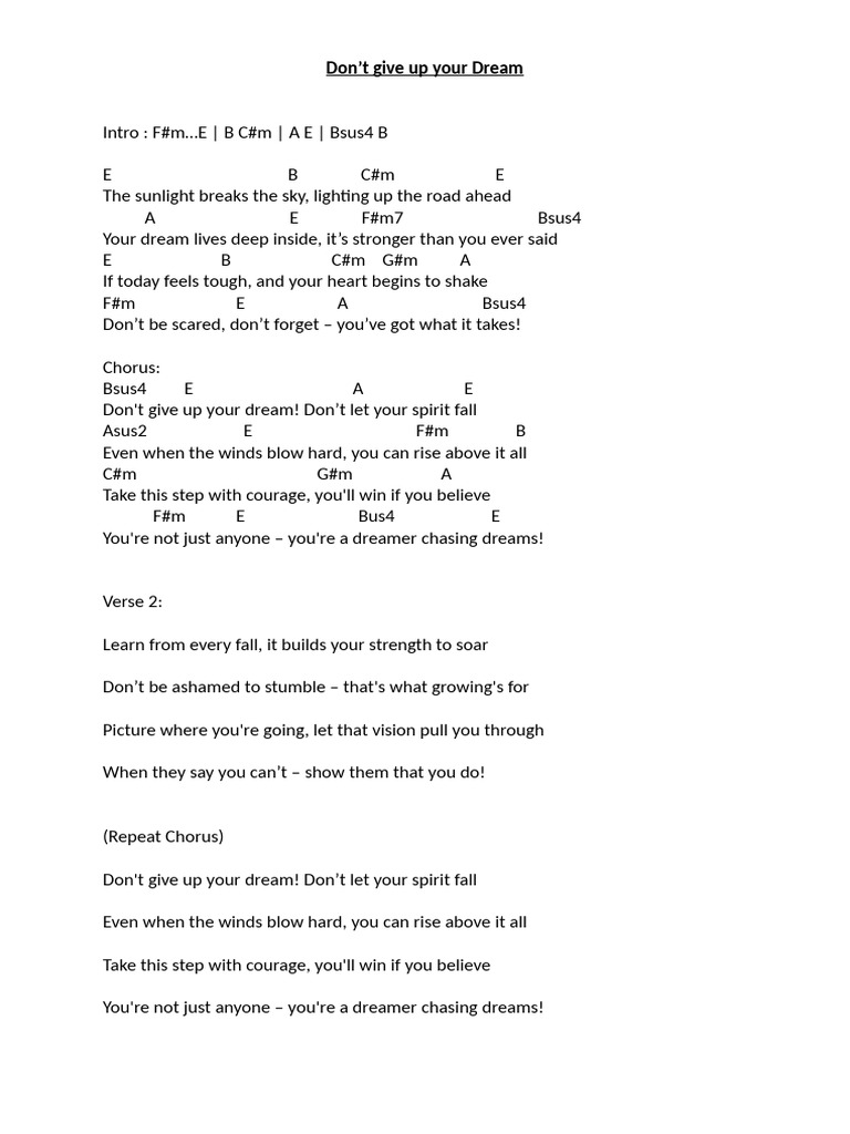 Dream Song With Chords | PDF