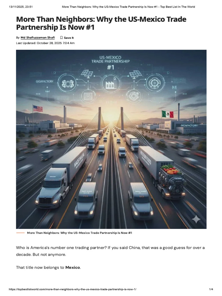 More Than Neighbors - Why The US-Mexico Trade Partnership Is Now #1 ...