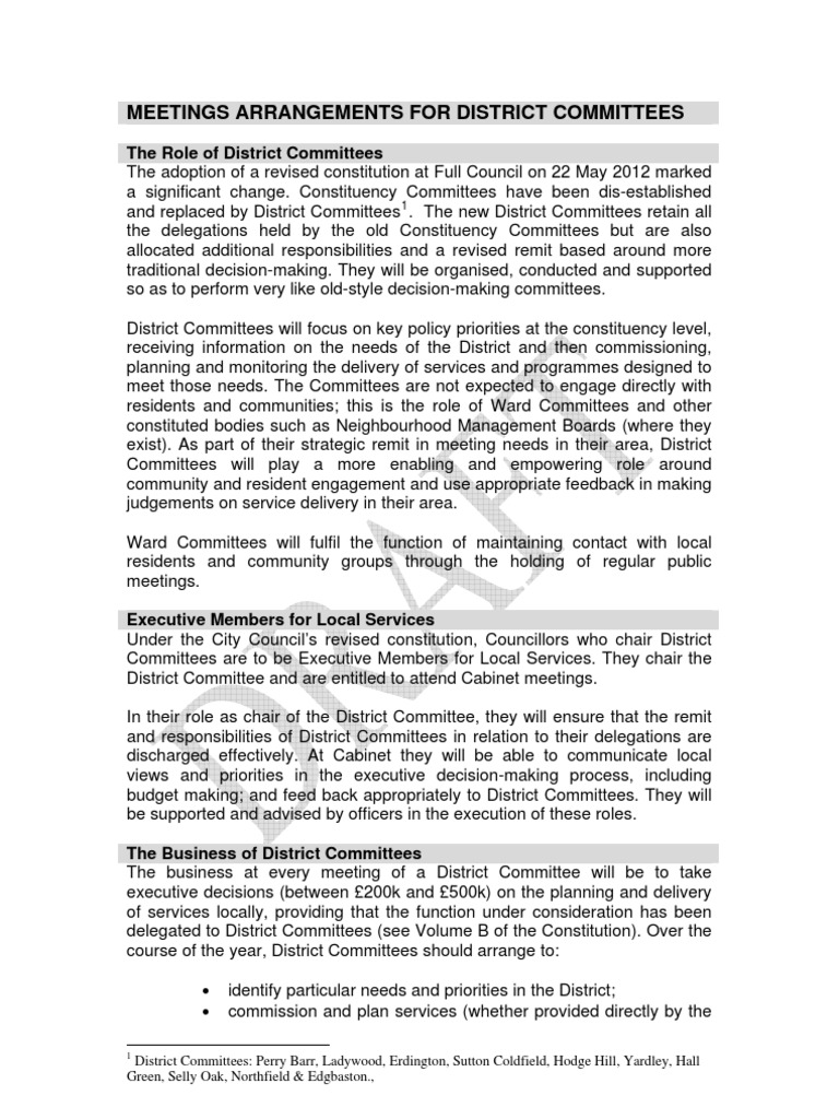 Meetings Arrangements For District Committees 25-05-2012 | PDF ...