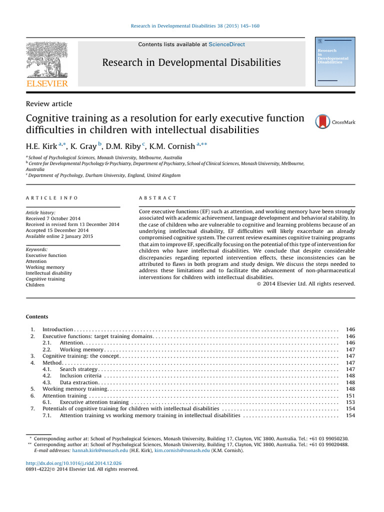 Cognitive Training for Children's Executive Function | PDF | Attention ...