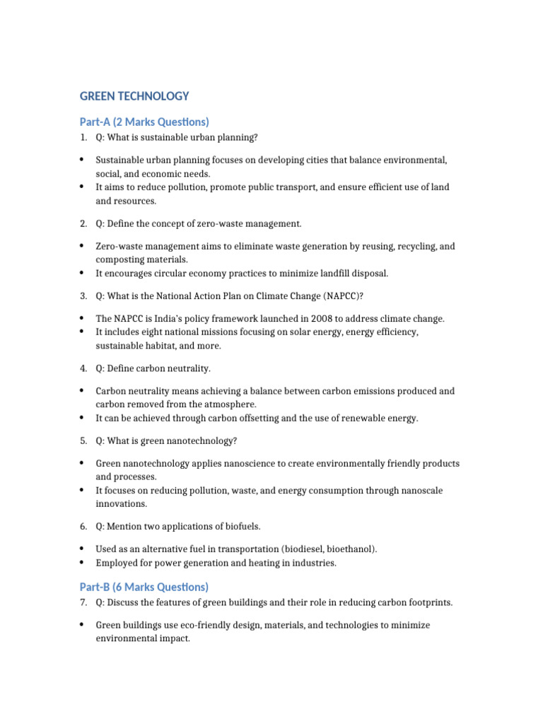 Green Technology | PDF | Environmental Technology | Climate Change
