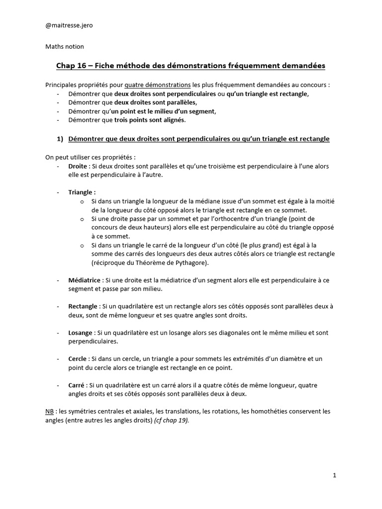 Méthodes de démonstration en maths | PDF | Triangle | Cercle