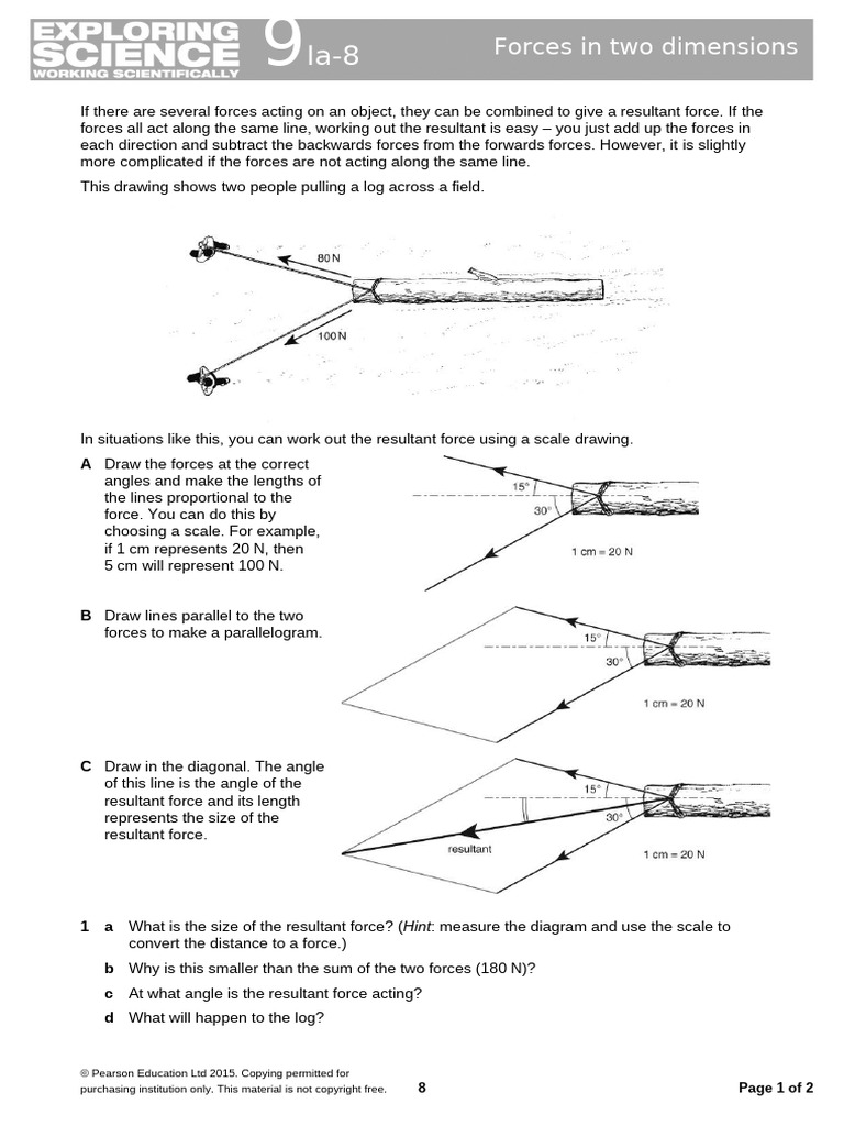 9ia 8 Force In Two Dimensions Pdf Force Physical Quantities