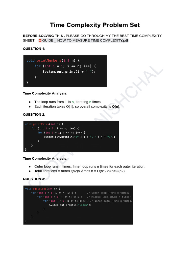 Time Complexity Problems Set | PDF | Mathematical Analysis | Mathematics