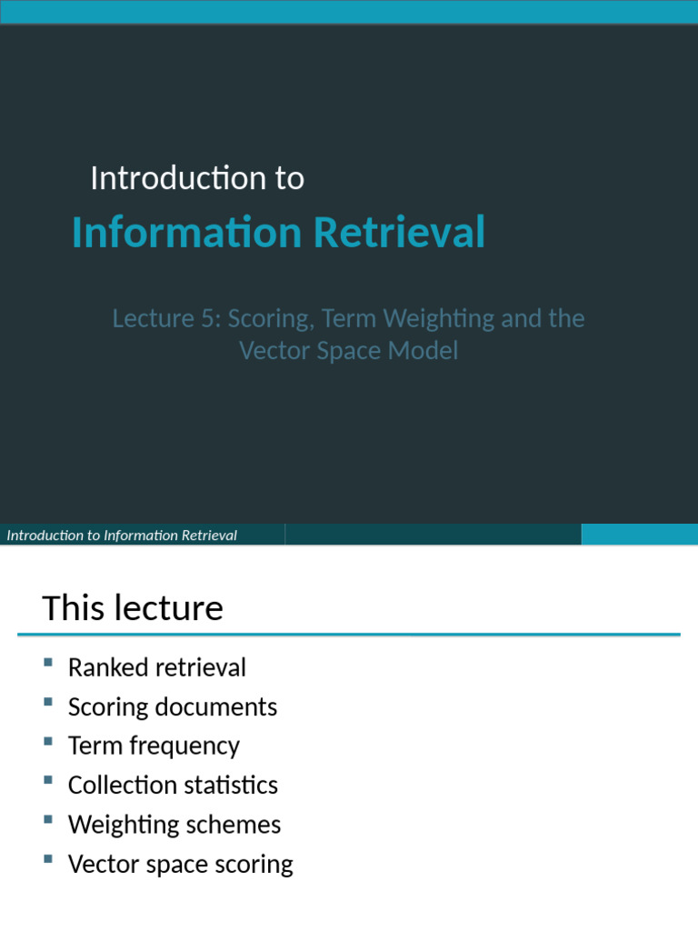 IR Lec05 Scoring Term Weighting Vector Space | PDF | Algebra | Mathematics