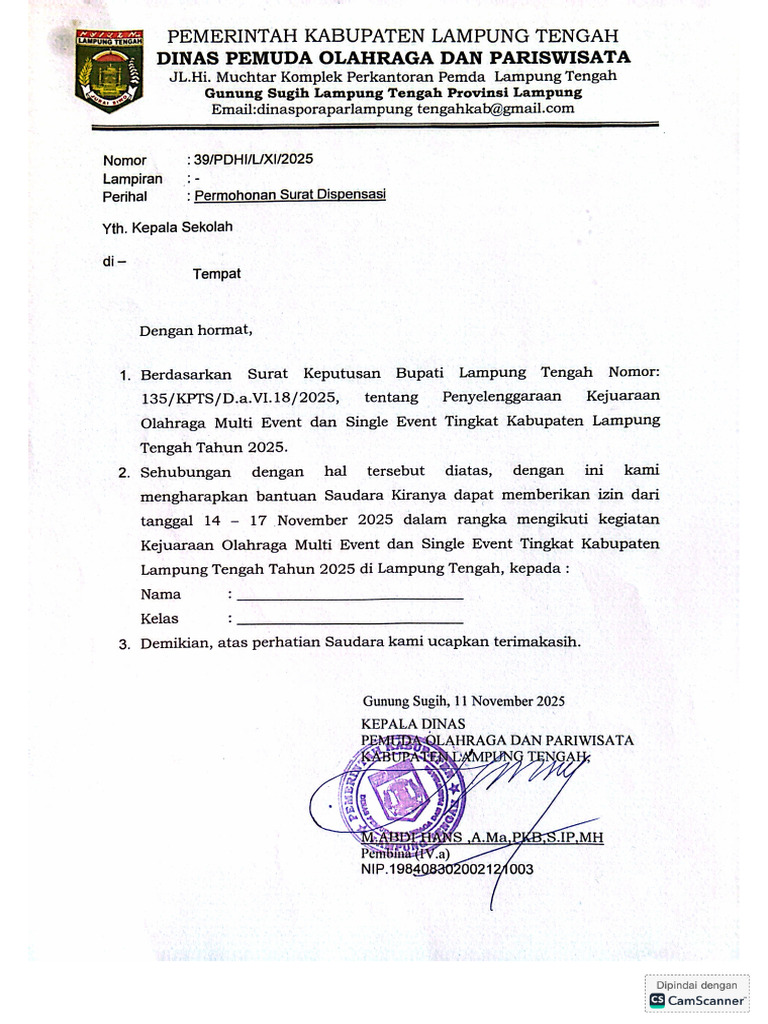 Surat Dispen | PDF