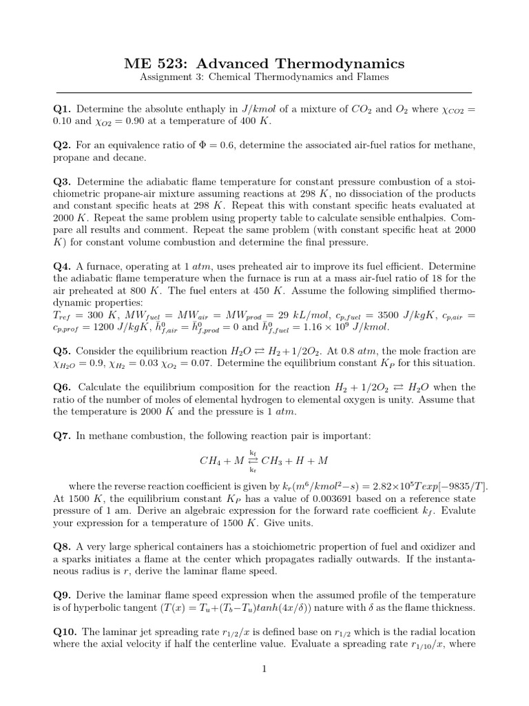 Assignment 3 | PDF | Combustion | Enthalpy