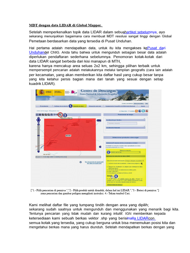 Buat MDT LIDAR Tinggi di Global Mapper | PDF
