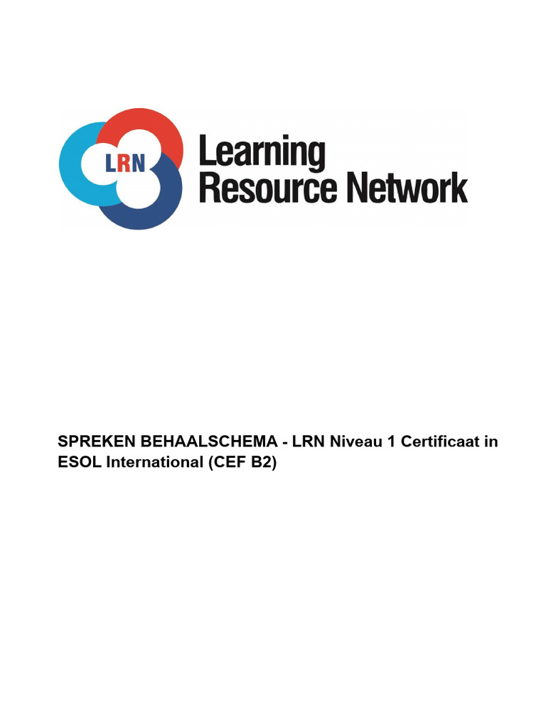 SPEAKEN MARKERINGSSCHEMA - LRN Niveau 1 Certificaat in ESOL ...