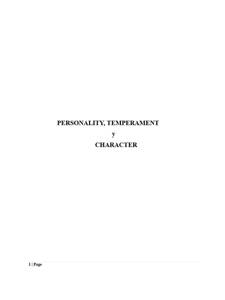 Personality Temperament and Character | PDF | Temperament ...