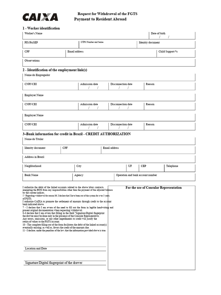 FGTS Withdrawal Request for Residents Abroad | PDF | Business