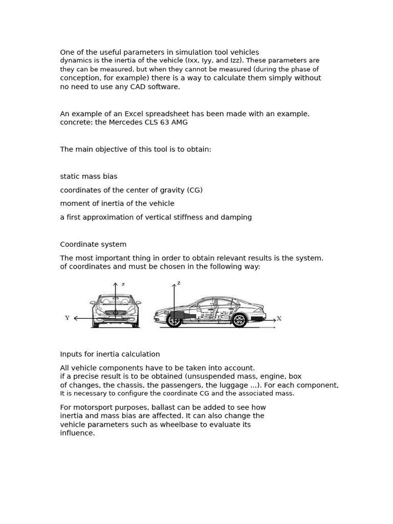 Vehicle Inertia Calculation Guide | PDF