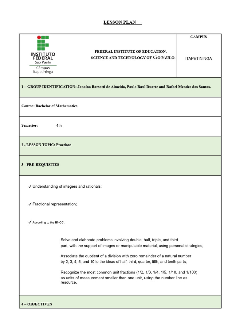 Lesson Plan - Fractions-2 | PDF | Numbers | Decimal