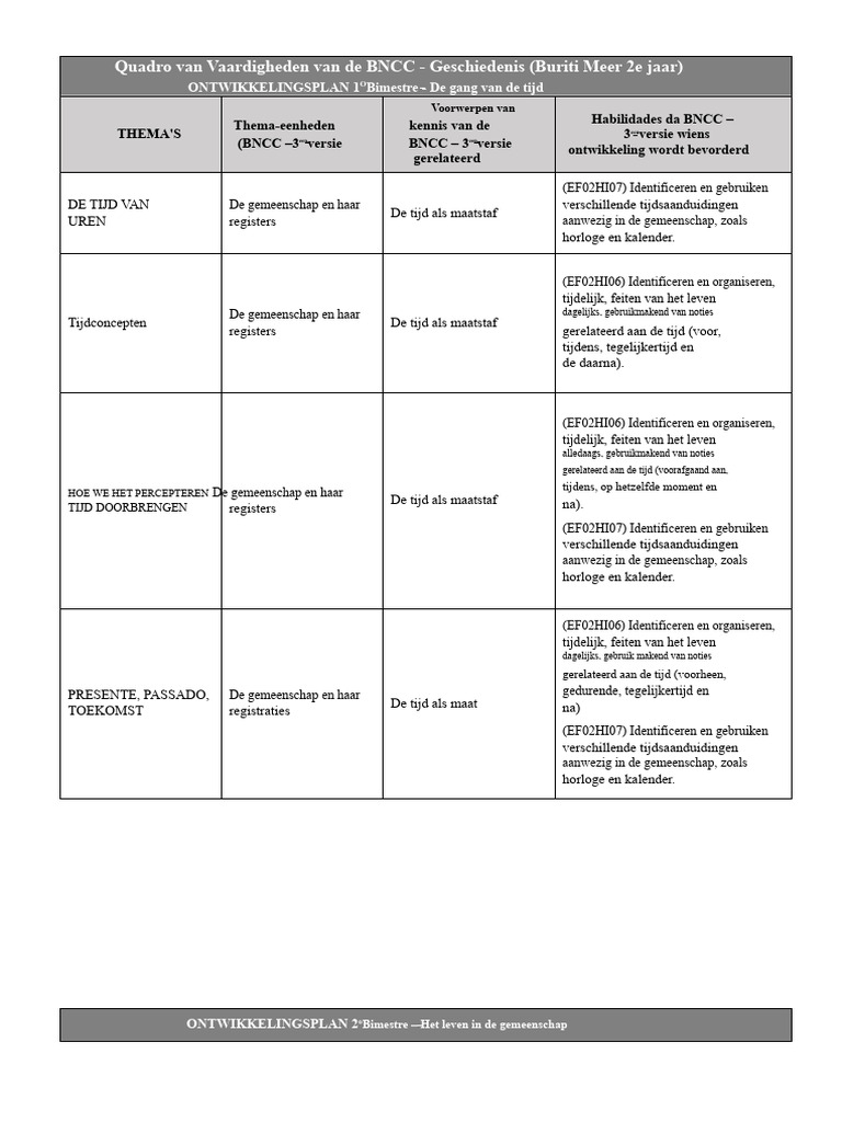 Kwalificaties van de BNCC - GESCHIEDENIS 2e JAAR | PDF