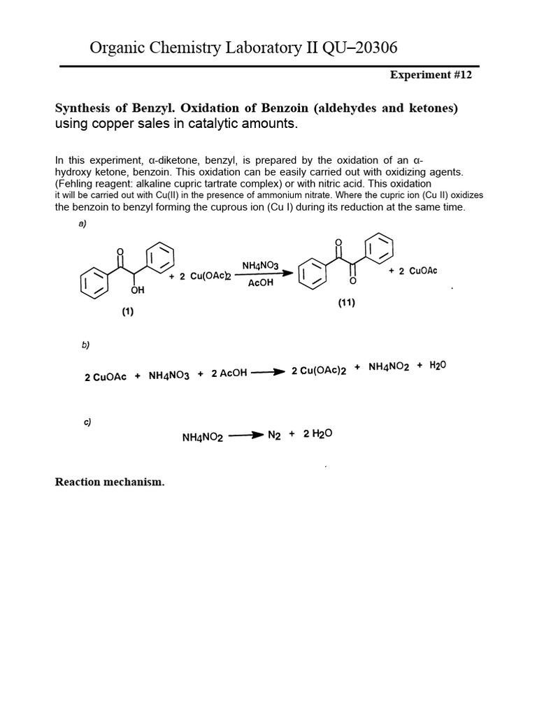 Synthesis of Benzyl via Benzoin Oxidation | PDF | Thin Layer ...