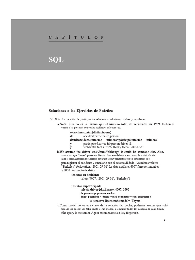 Soluciones SQL para Ejercicios de Práctica | PDF | SQL | Diseño de software