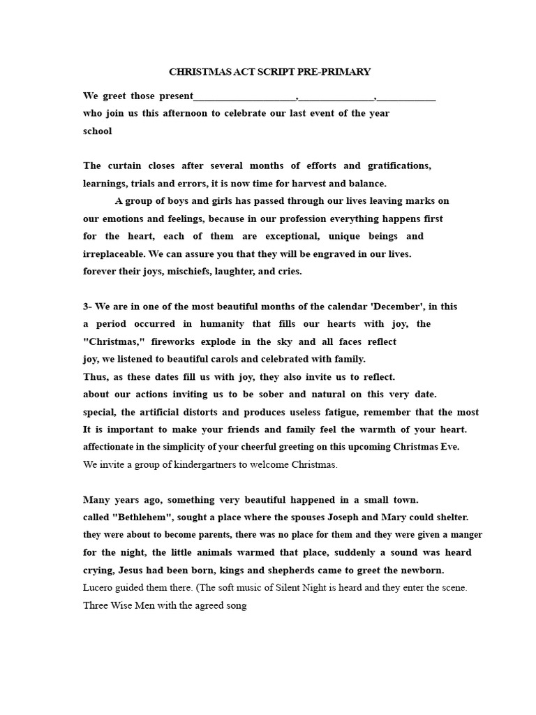 CHRISTMAS PLAY SCRIPT PRE.docx | PDF | Christmas