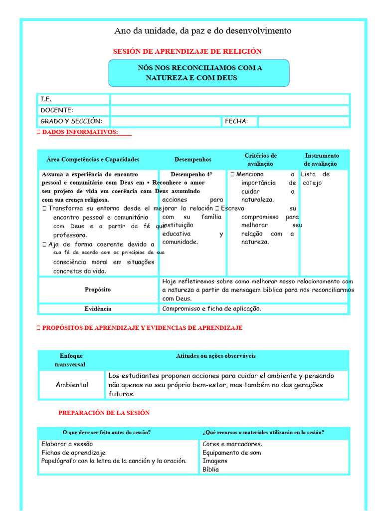 4° SES RELIG MART 6 NÓS RECONCILIAMOS COM A NATUREZA 965727764 PROF ...