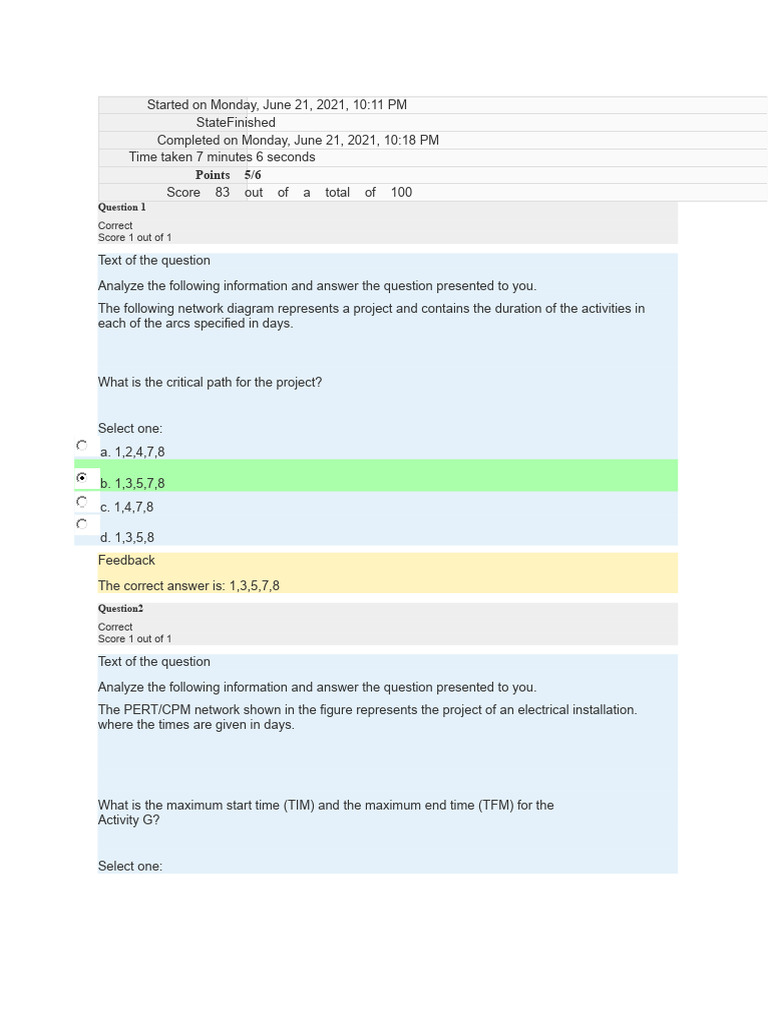 Exam - Project Programming with PERT-CPM | PDF | Networks | Techniques