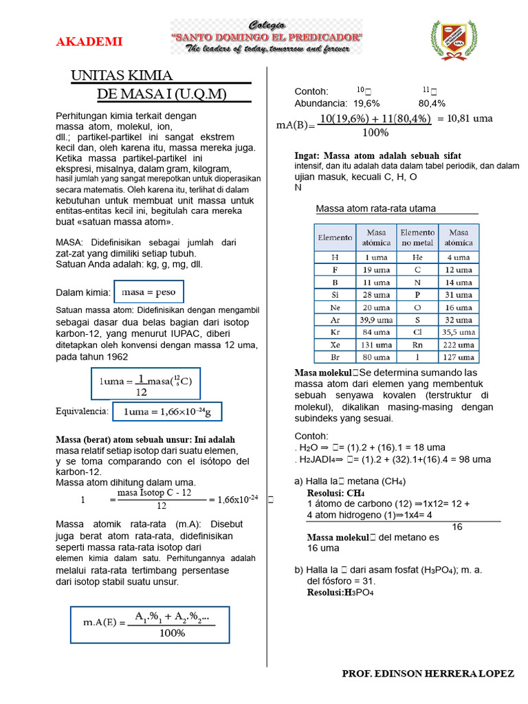 Pemahaman Massa Atom dan Molekul dalam Kimia | PDF