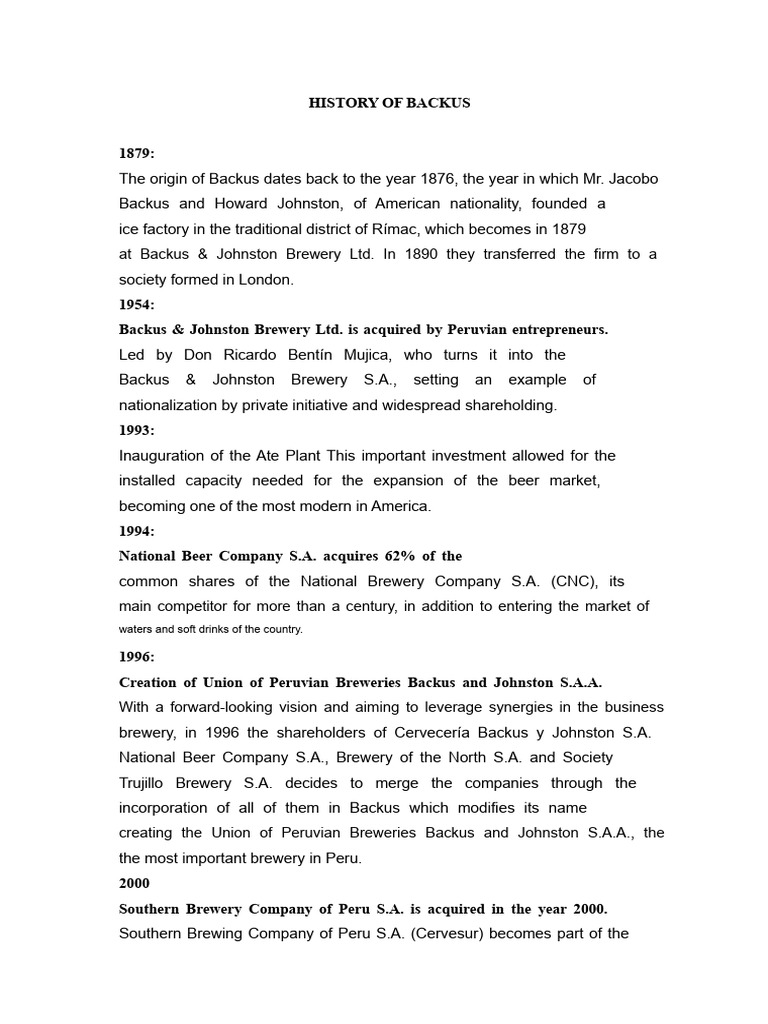 History of Backus | PDF | Brewing | Beer