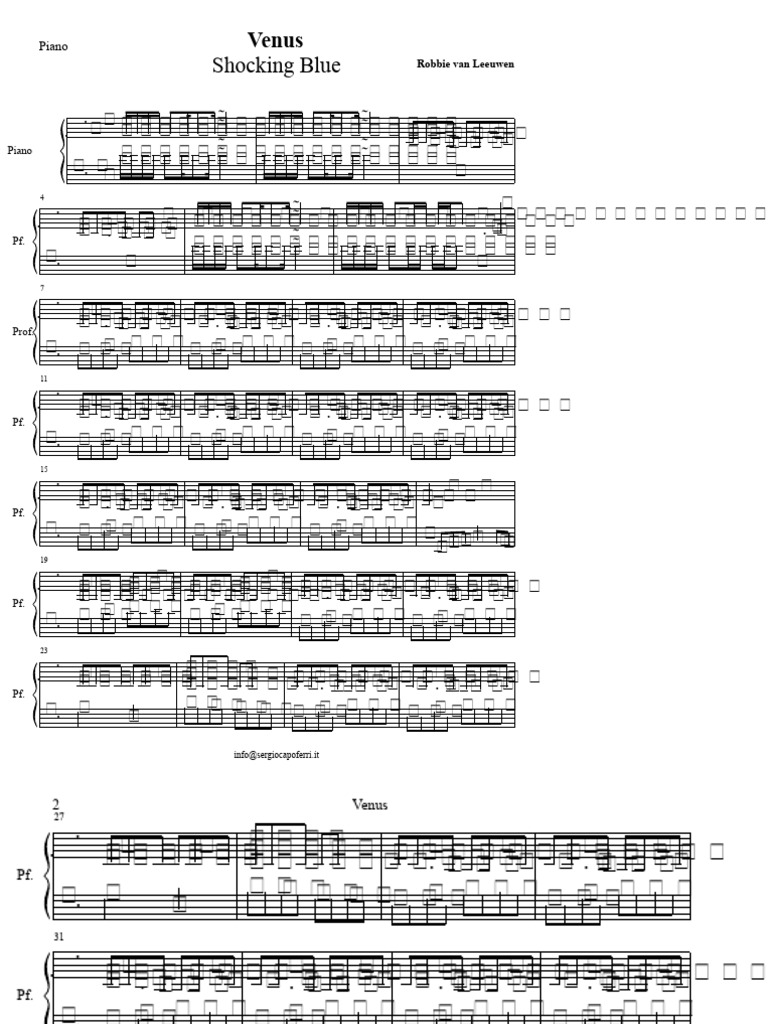 Venus - Shocking Blue 2 - Piano | PDF | Contemporary Music | Musicians