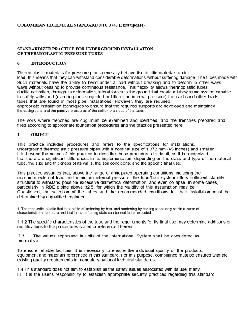 NTC 3742 Underground Installation of PVC Thermoplastic Pipes | PDF ...