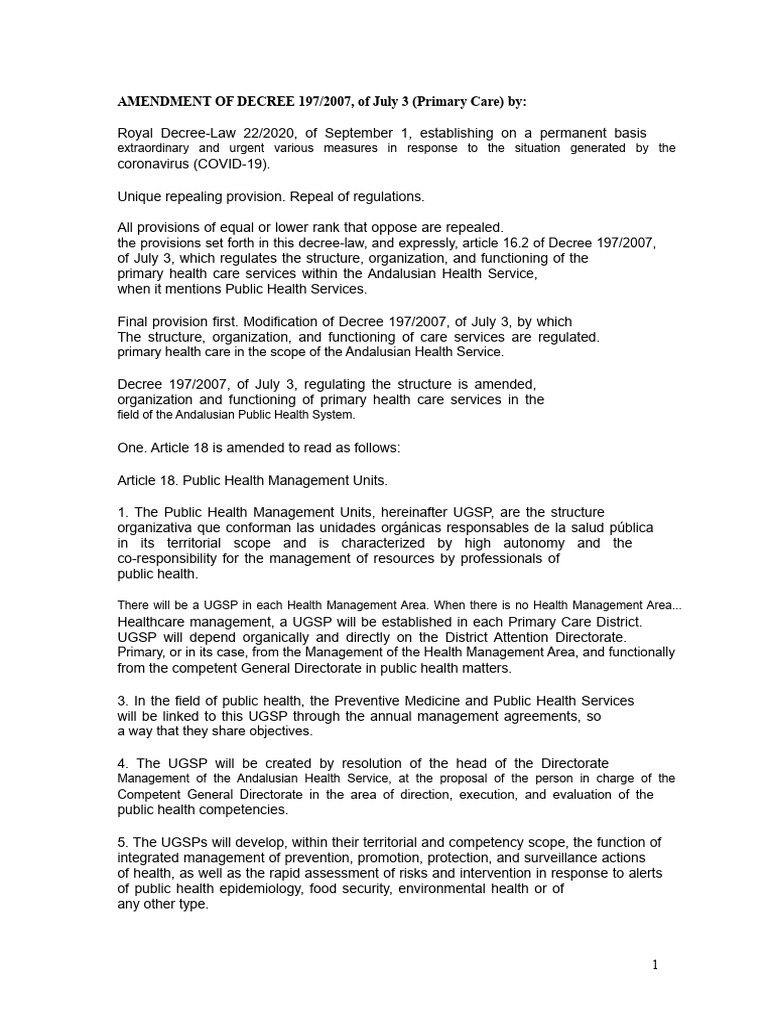 DECREE 197-2007 (Law Decree 22-2020) | PDF | Public Health