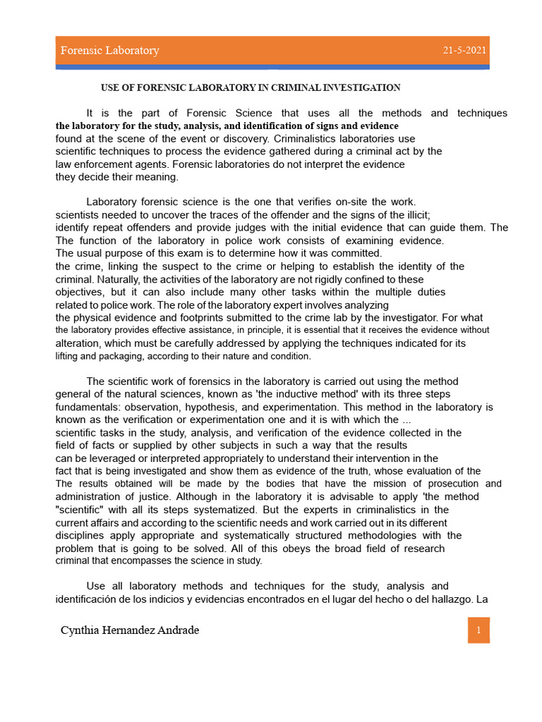 Use of The Criminalistic Laboratory in Crime Investigation | PDF ...