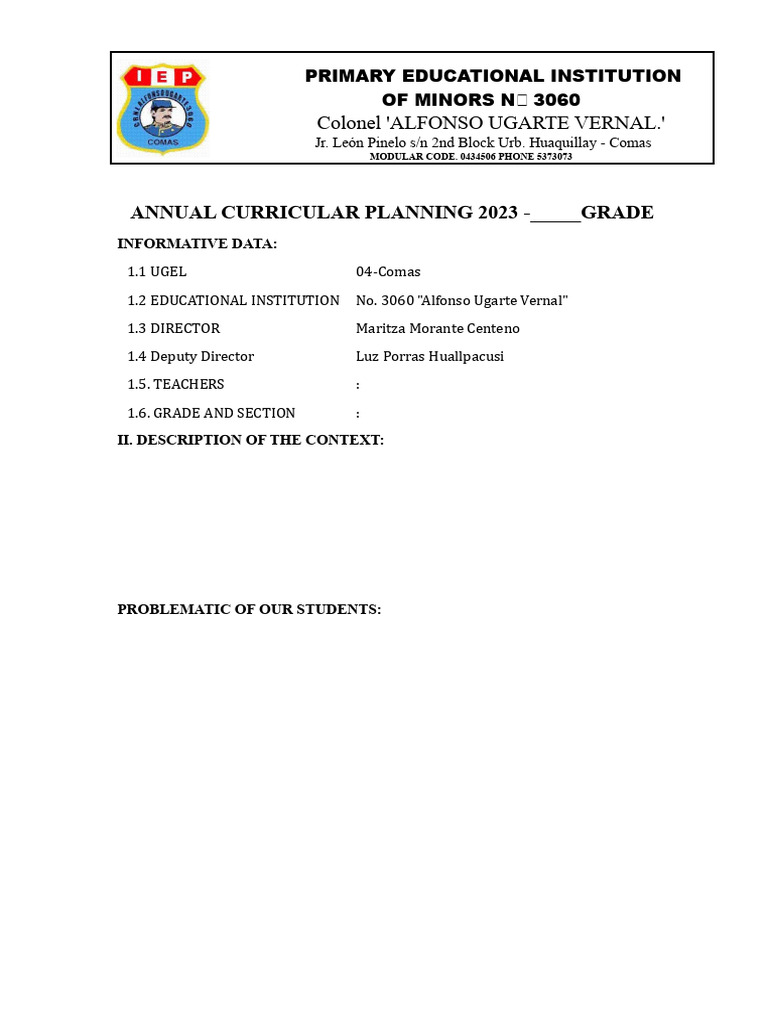 ANNUAL CURRICULUM PLANNING 2023 | PDF