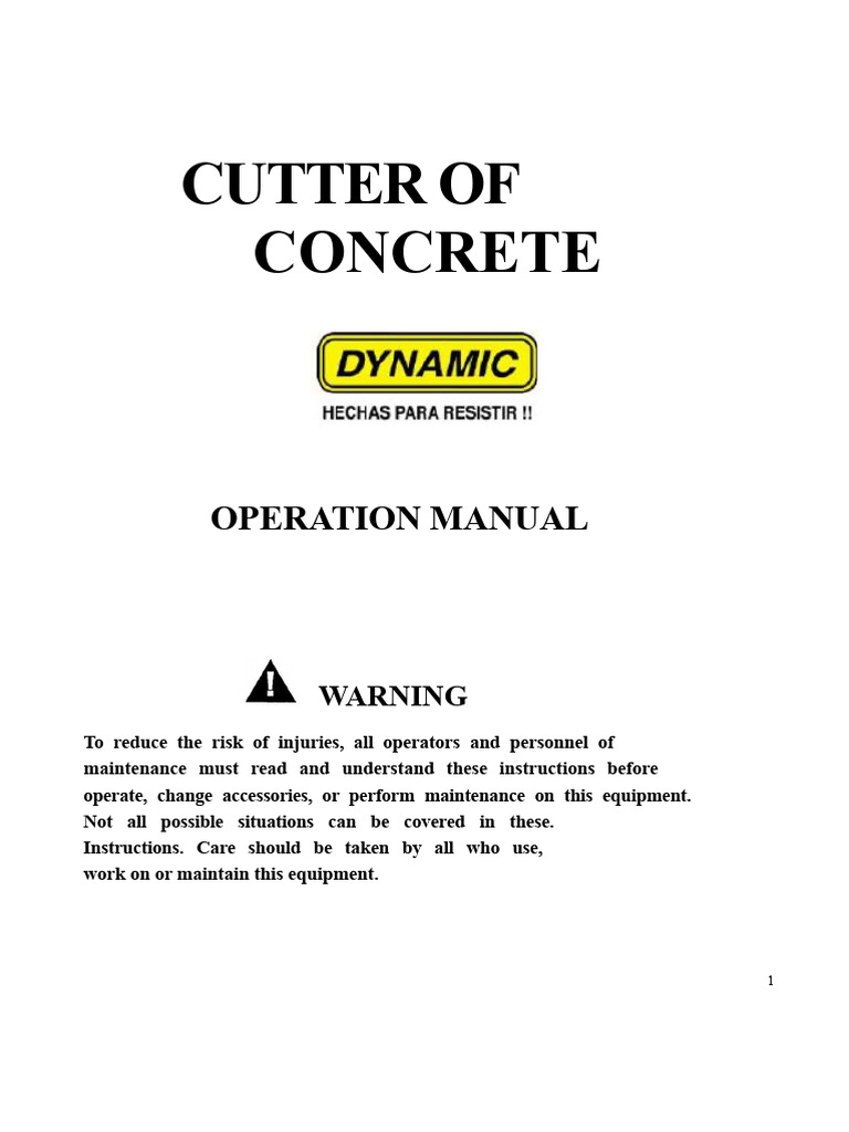 Owner's Operation Manual - Dynamic Concrete Cutter.pdf | PDF | Gasoline ...