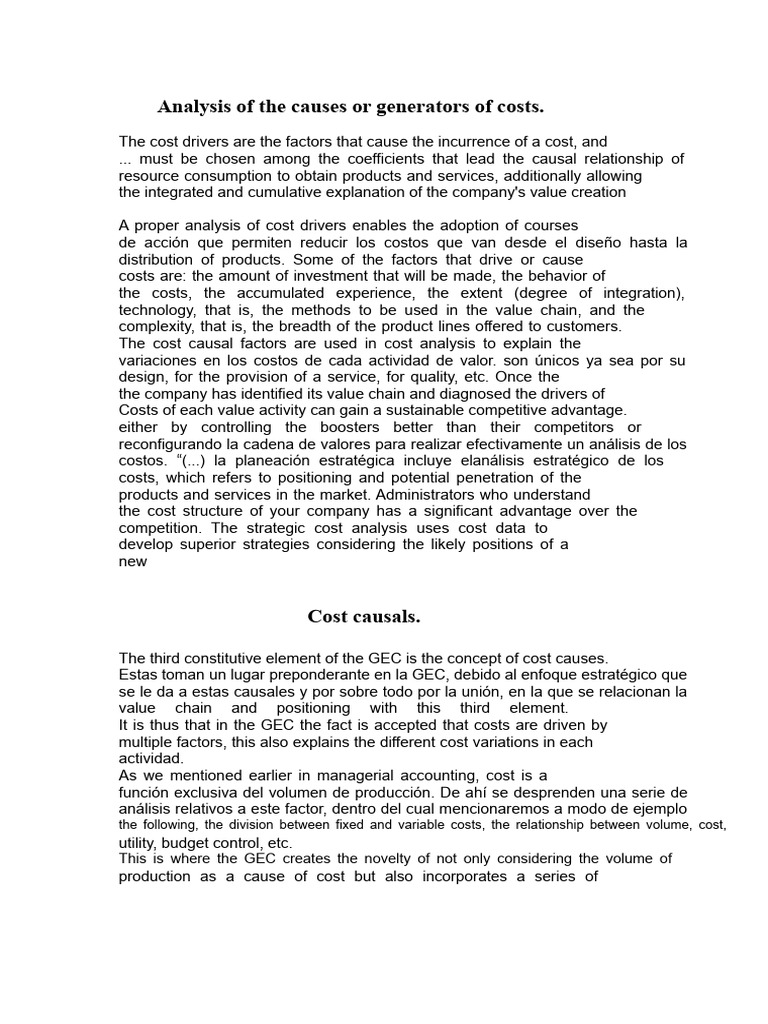 Understanding Cost Drivers in Business | PDF | Competitive Advantage ...