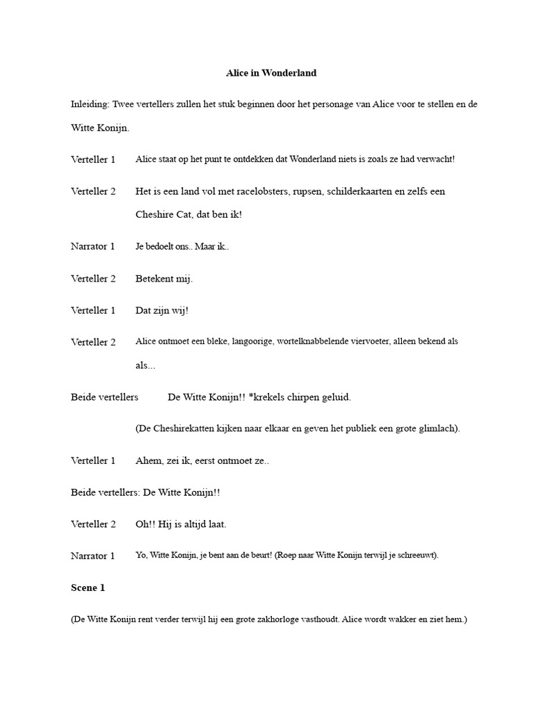 Alice in Wonderland Script | PDF