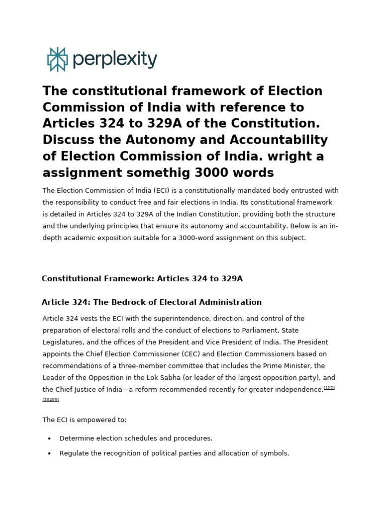 Election Commission of India: Autonomy & Accountability | PDF ...
