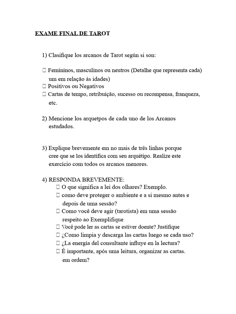 Exame de Tarô | PDF | Tarô