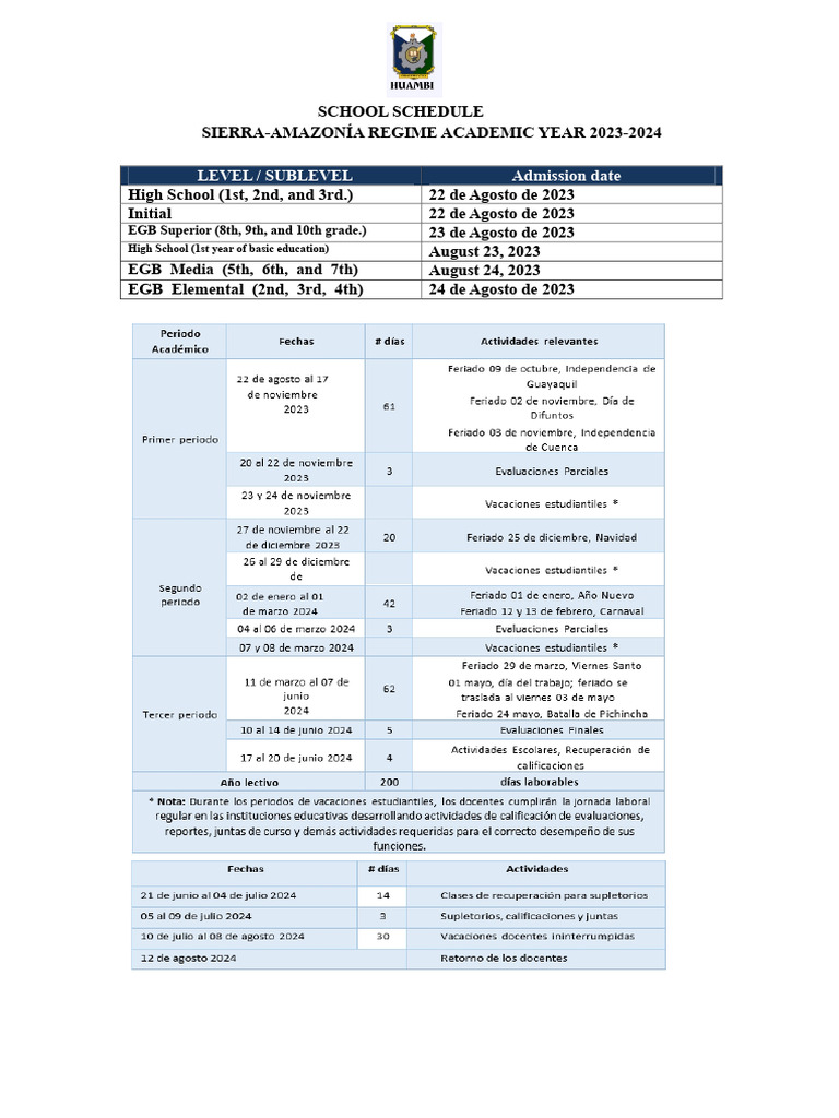 School Calendar 2023 - 2024 | PDF