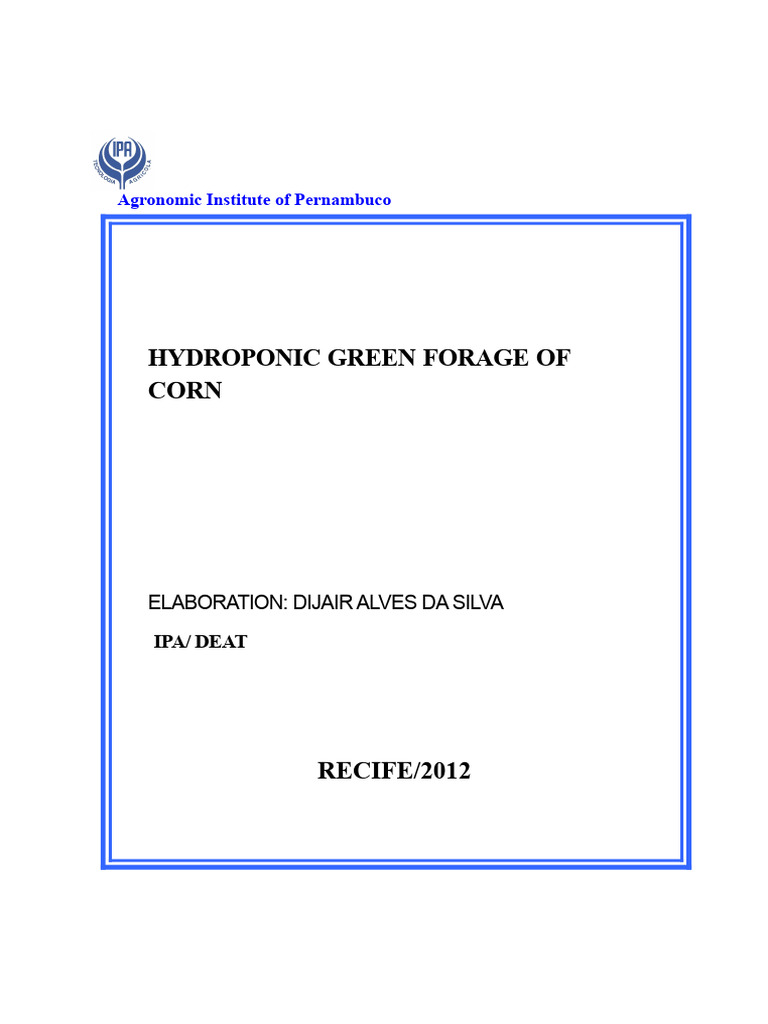 Hydroponic Corn Forage Guide | PDF | Hydroponics | Maize