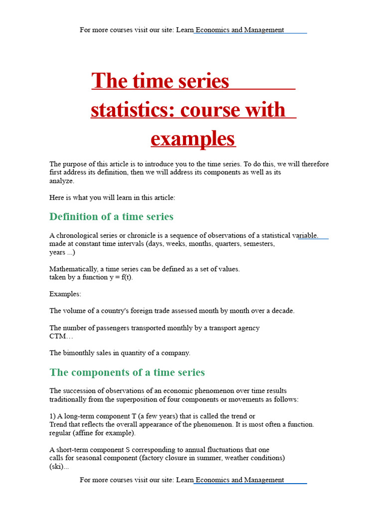 The statistical time series course with examples | PDF | Seasonality ...