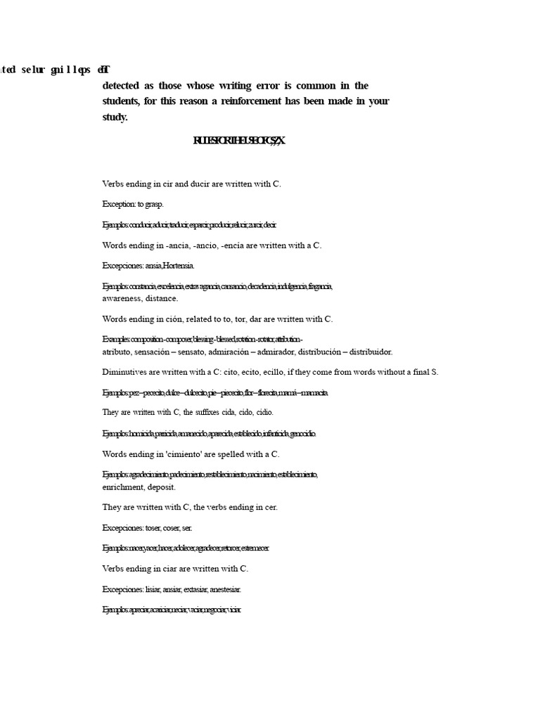 ORTHOGRAPHIC RULES OF C, S, Z, Y, LL, J, G, B AND V | PDF | Linguistics ...