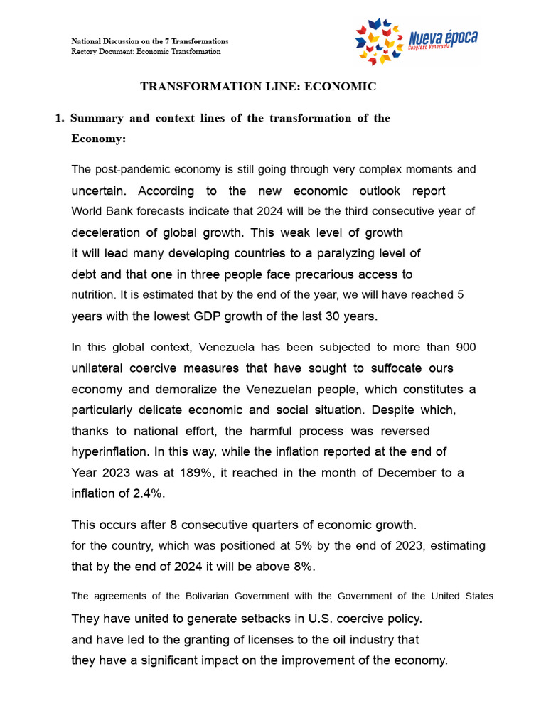Venezuela's Economic Transformation 2024 | PDF | Venezuela | Economies