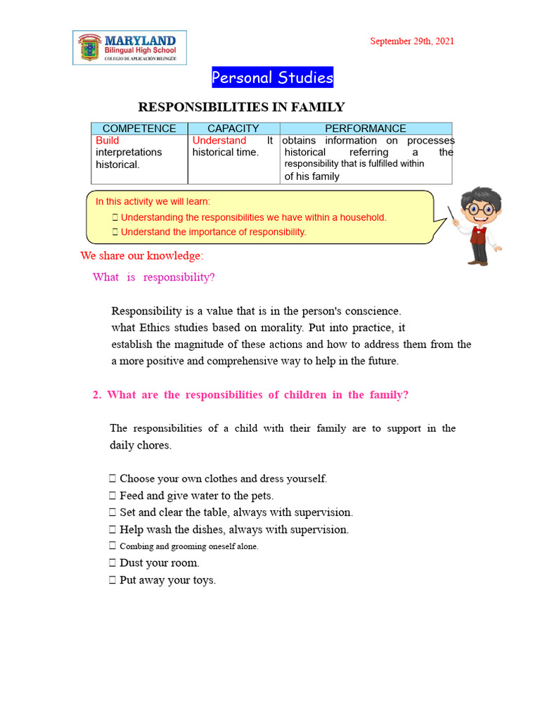 Understanding Family Responsibilities | PDF | Behavioural Sciences