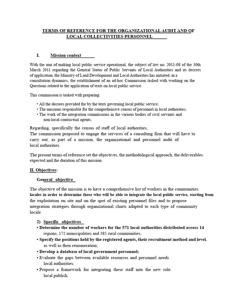 Physical Audit Terms of Reference For Personnel in Local Authorities ...