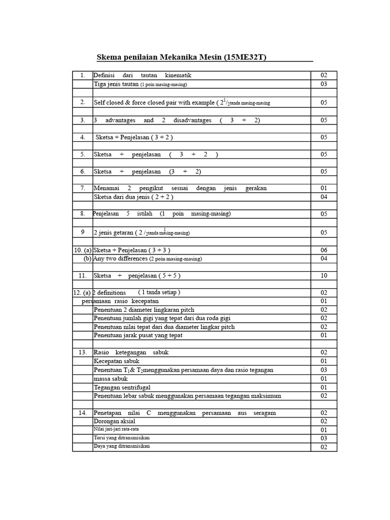 Mekanika mesin 15ME32T | PDF