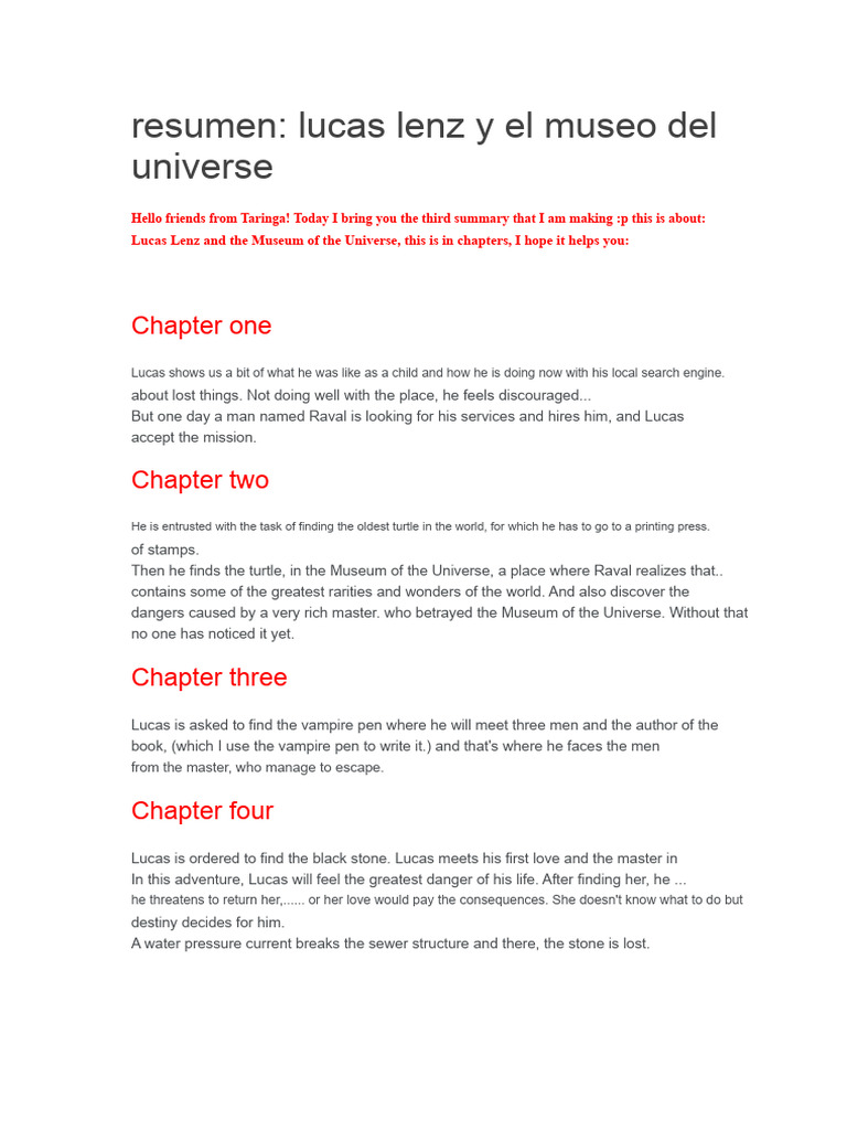 Lucas Lenz: Adventures in Universe Museum | PDF