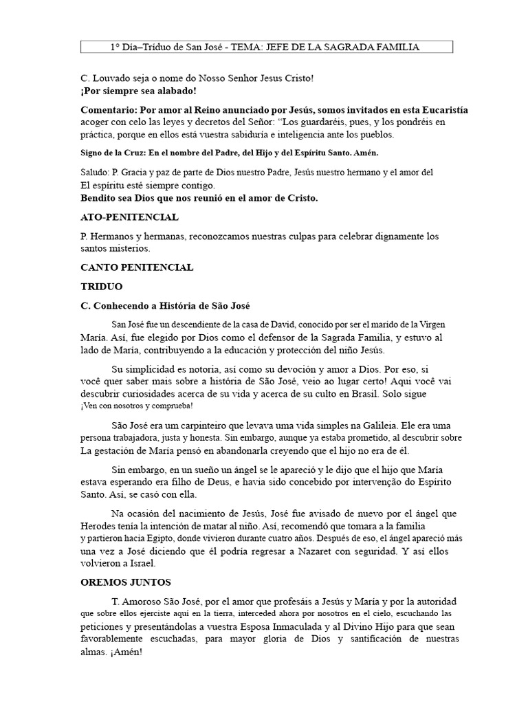 Triduo de San José | PDF | María, madre de Jesús | San José