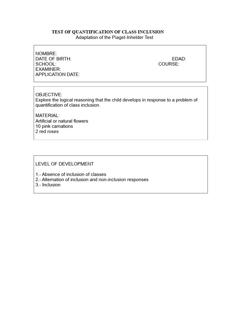 Test Quantification Inclusion of Classes | PDF | Psychological Concepts ...